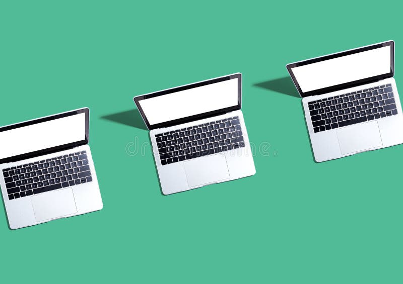 Three Laptop Computers with Shadow Stock Photo - Image of collection ...