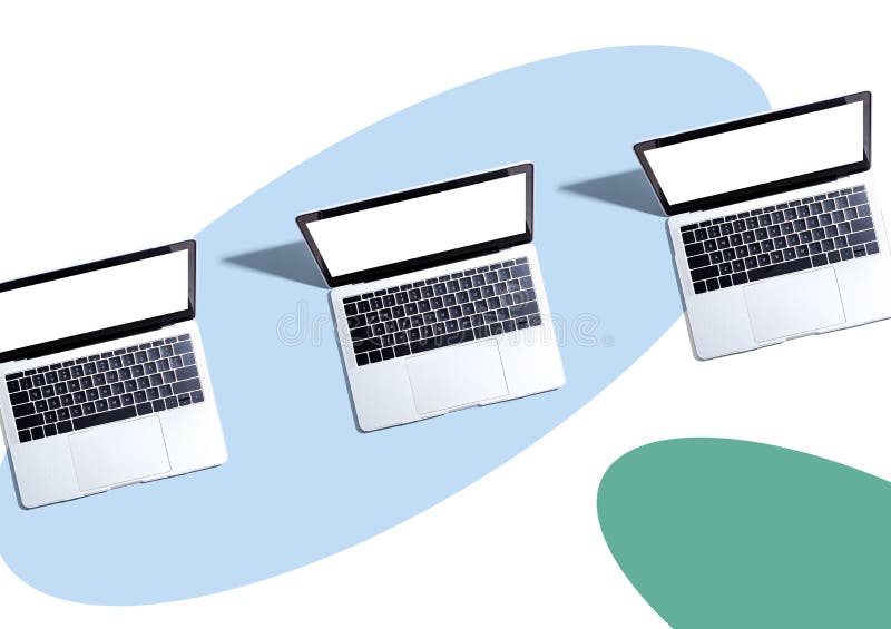 Three Laptop Computers with Shadow Stock Image - Image of flat, pattern ...