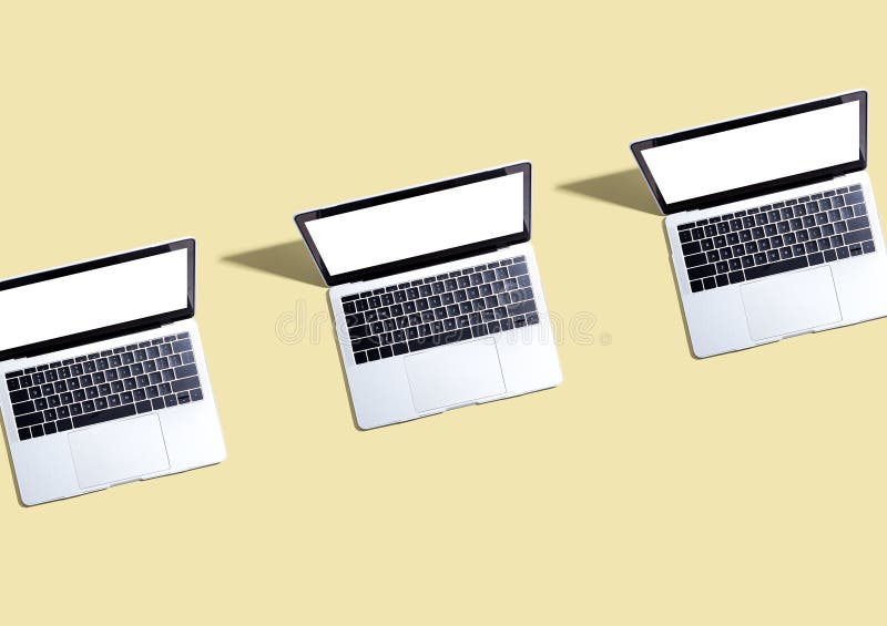 Three Laptop Computers with Shadow Stock Illustration - Illustration of ...