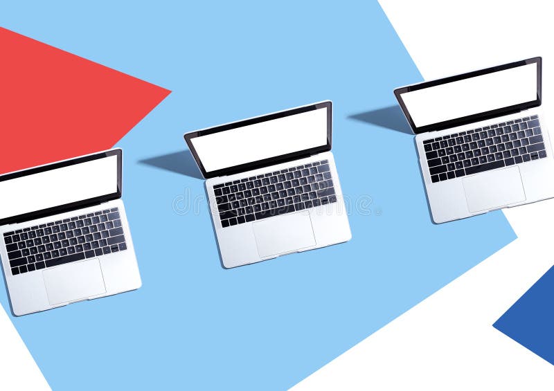 Three Laptop Computers with Shadow Stock Illustration - Illustration of ...