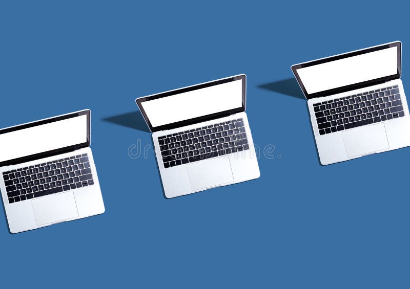Three Laptop Computers with Shadow Stock Illustration - Illustration of ...