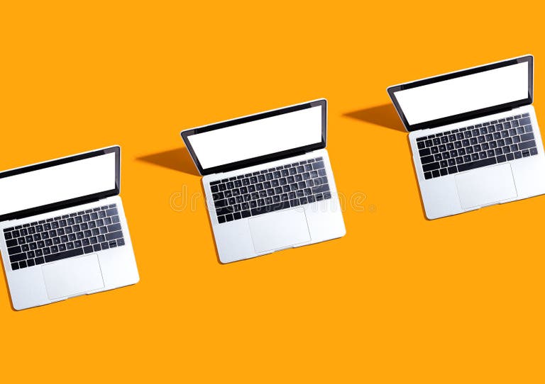 Three Laptop Computers with Shadow Stock Photo - Image of laptop ...