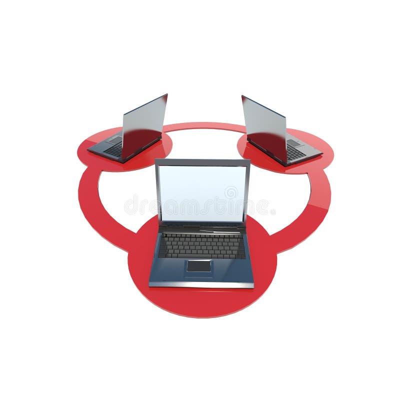 Six Laptop Computer Network Stock Illustration - Illustration of ...