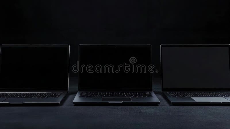Three Laptops Placed Side by Side on a Table, Great for Comparing or ...
