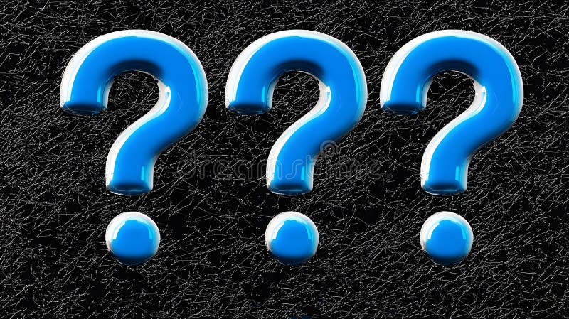Three Large Blue Question Marks on a Dark Background Stock Illustration ...