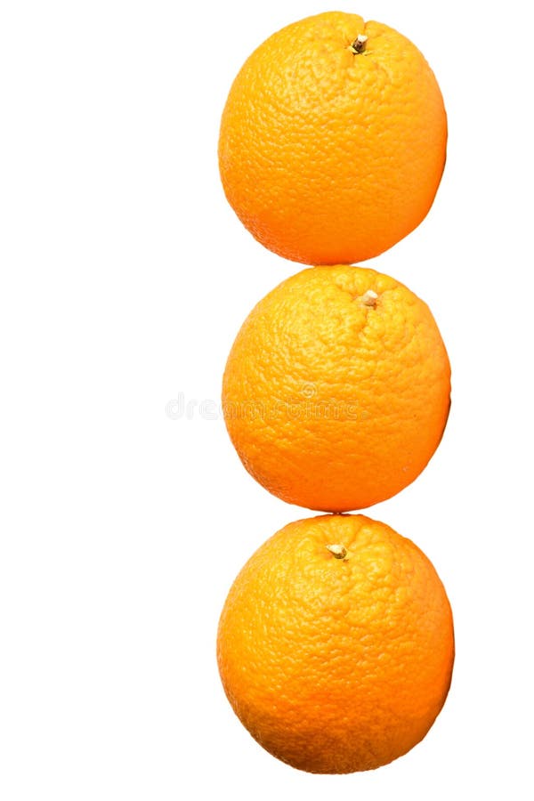 Three Large Oranges Lie in a Row on a White Background Stock Image ...