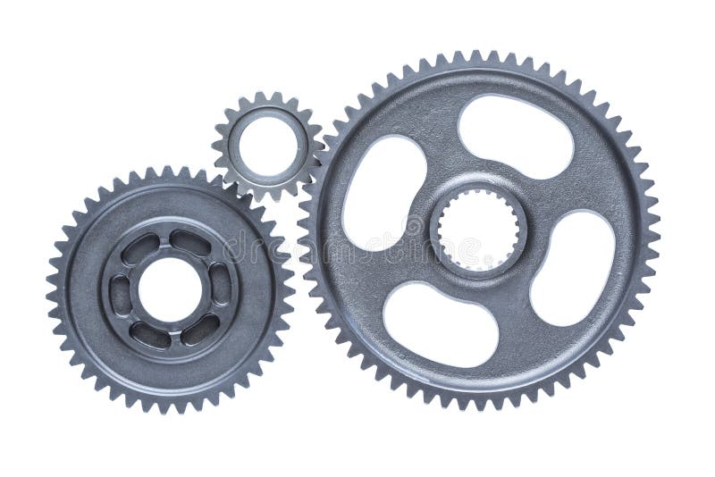 Three Linked Steel Cog Wheels. Stock Image - Image of metal, power ...