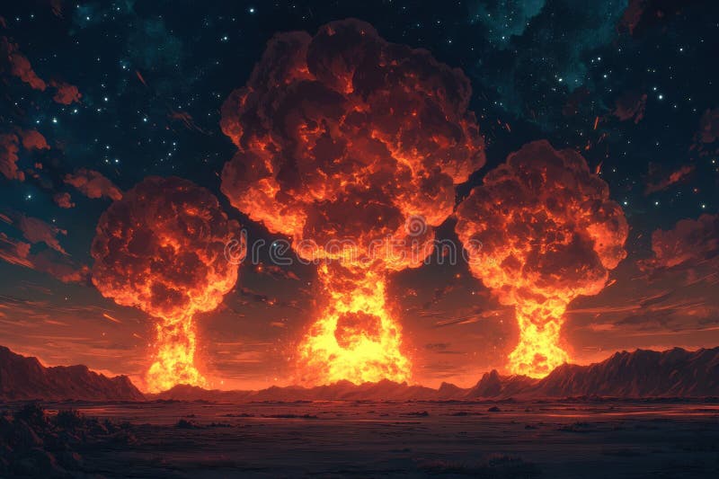 Large Orange Cloud Sky Nuclear Explosion Background Stock Photos - Free ...