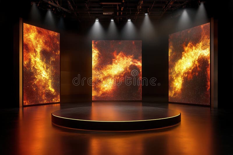 Three Dynamic Illuminated Panels Display Fiery Cosmic Visuals in a ...