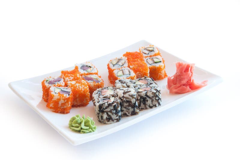 Three large rolls stock image. Image of japanese, dish - 23812291