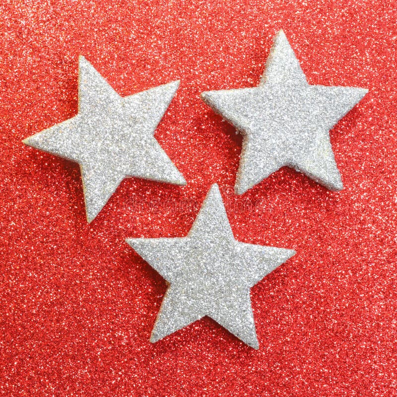 Three Large Silver Stars on Red Background Stock Image - Image of ...