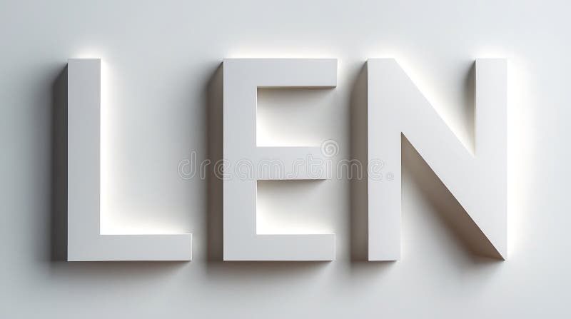 Three Large, White Letters Form the Word LEN, Highlighted by Subtle ...