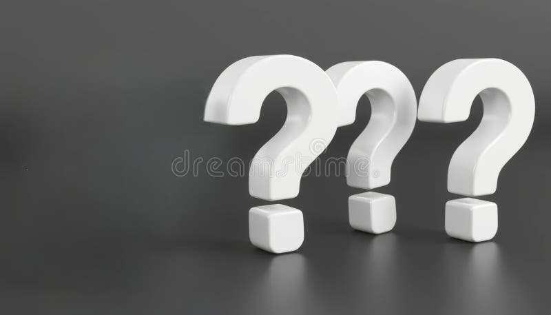 Three Large, White Question Marks are Shown Against a Grey Backdrop ...