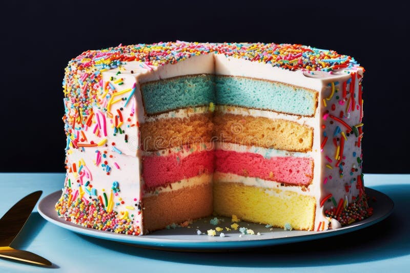 Three-layer Cake with Intricate Swirls and Peaks of Frosting, Topped ...