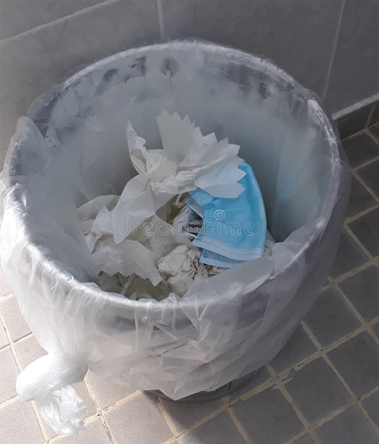 Three-layer Surgical Mask in a Garbage Tank Stock Image - Image of ...