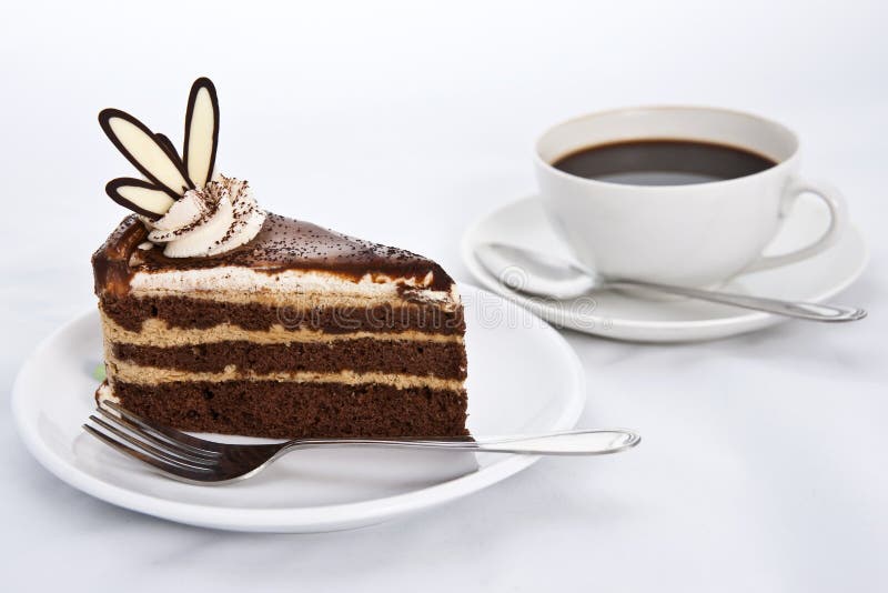 Three Layers Chocolate Cake with Coffee Stock Photo - Image of ...