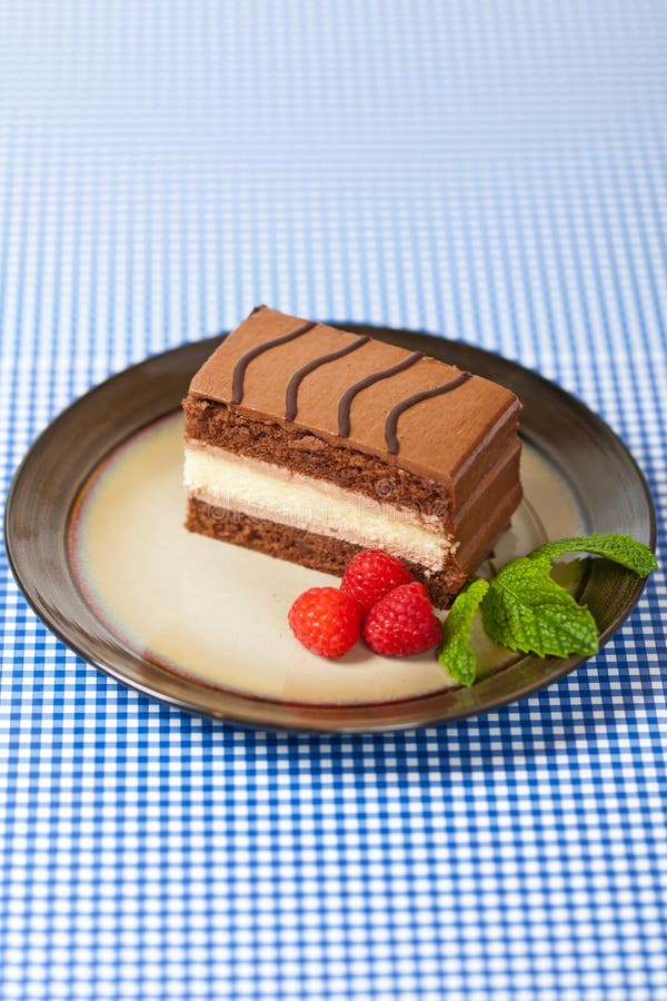 Three Layers Chocolate Cake Stock Image - Image of icing, cooking: 31579597