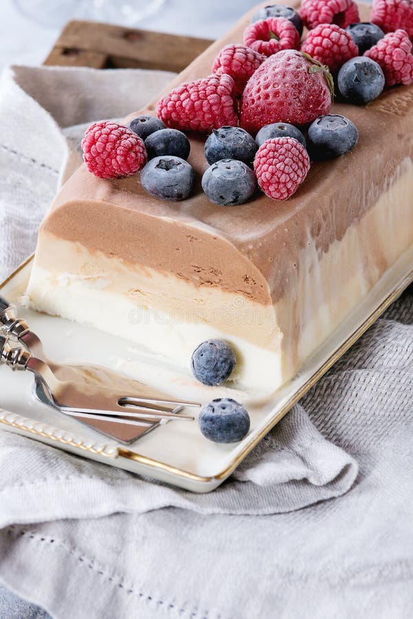 Three Layers Ice Cream Cake Stock Image - Image of layer, icecream ...