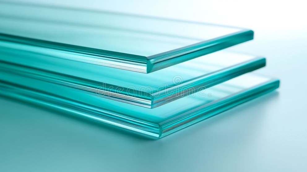 Three Layers of Teal Glass Sheets Stacked Stock Illustration ...