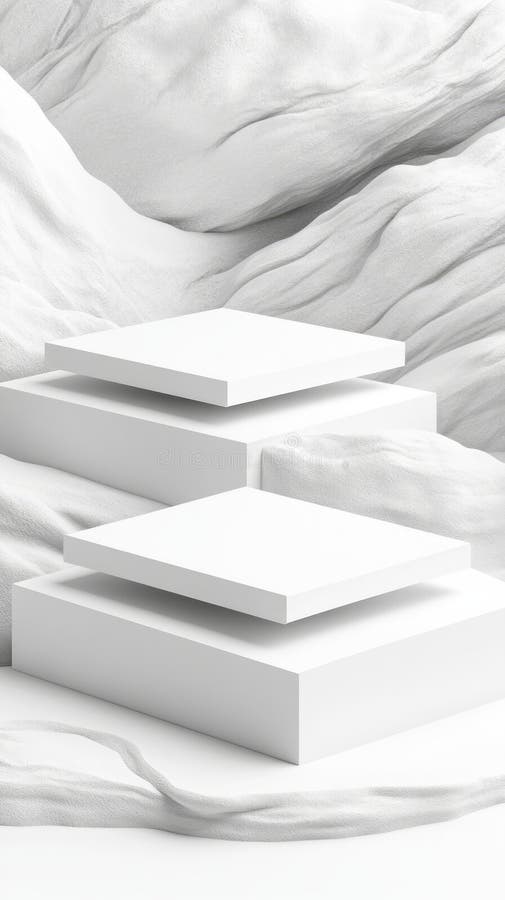 Three Layers of White Rectangular Forms are Stacked on a Soft, Wavy ...