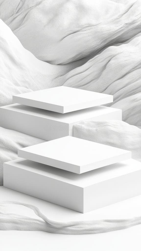 Three Layers of White Rectangular Forms are Stacked on a Soft, Wavy ...