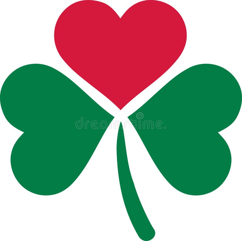 Three Leaf Clover with on Leaf As a Heart Stock Vector - Illustration ...