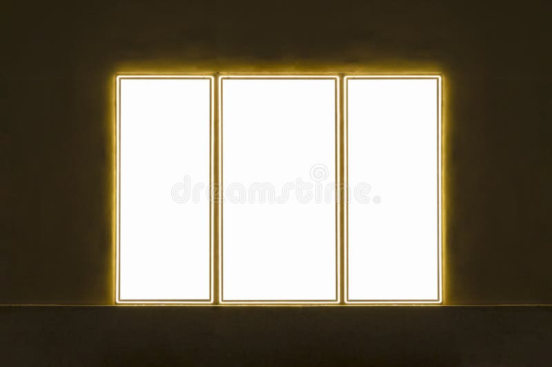 Three-leaf Window Glowing in the Dark Stock Photo - Image of street ...