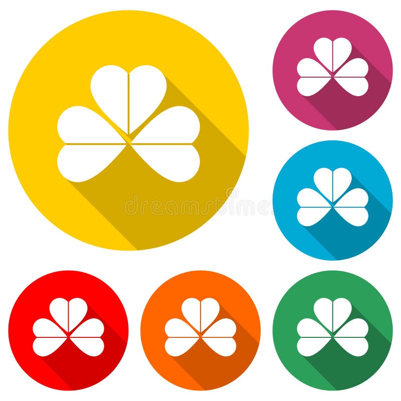 Three-leafed Clover, Shamrock Clover Icon with Long Shadow Stock Vector ...