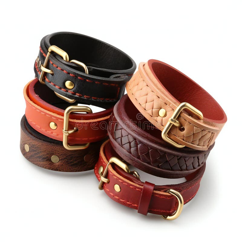 Three Leather Belts Isolated on White Background Stock Illustration ...