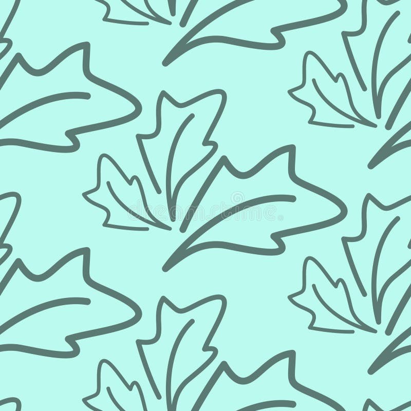Three Leaves on a Blue Background Seamless Pattern, Organic Leaf ...