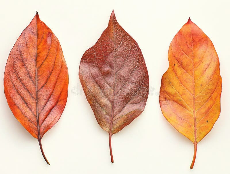 Three Leaves are Shown in Different Stages of Autumn Stock Image ...