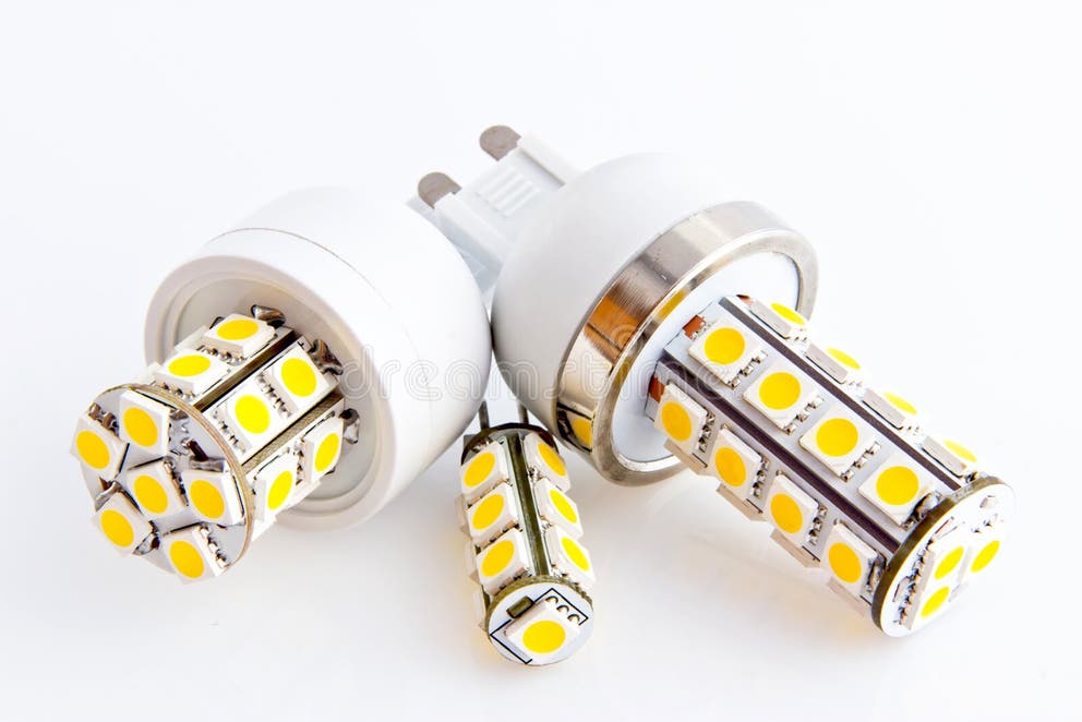 Three LED Bulbs with 3-chip SMD LEDs Stock Image - Image of bright ...