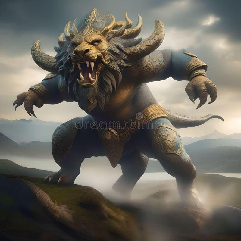 Three Legged Mythical Beast King Stock Illustration - Illustration of ...