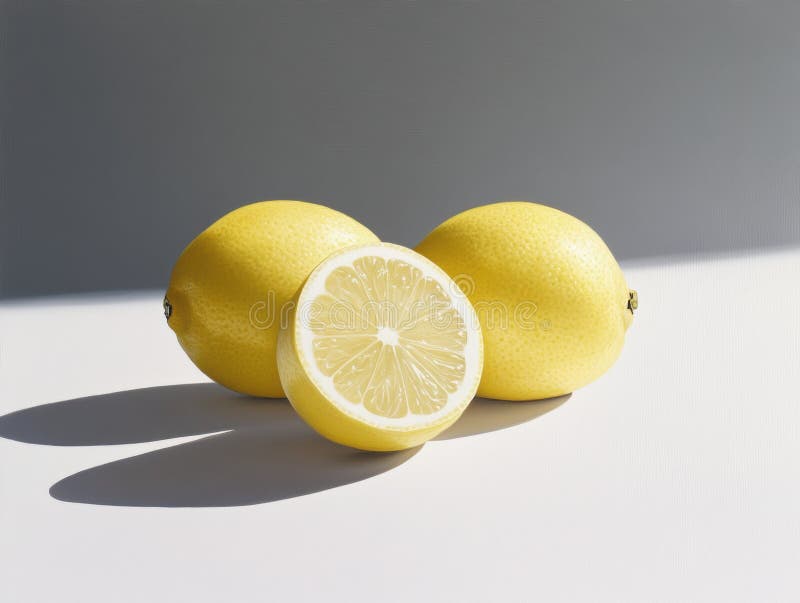 Three Lemons are on a White Table Stock Illustration - Illustration of ...