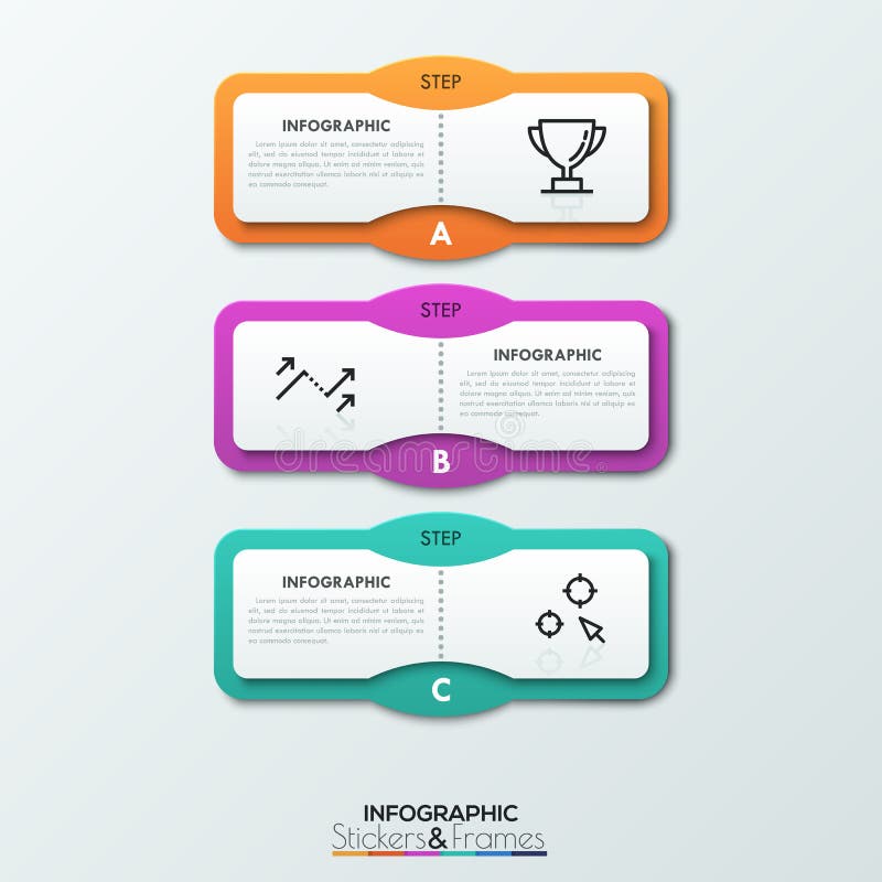 Three Lettered Rectangular Elements Placed One Under Other, Text Boxes ...