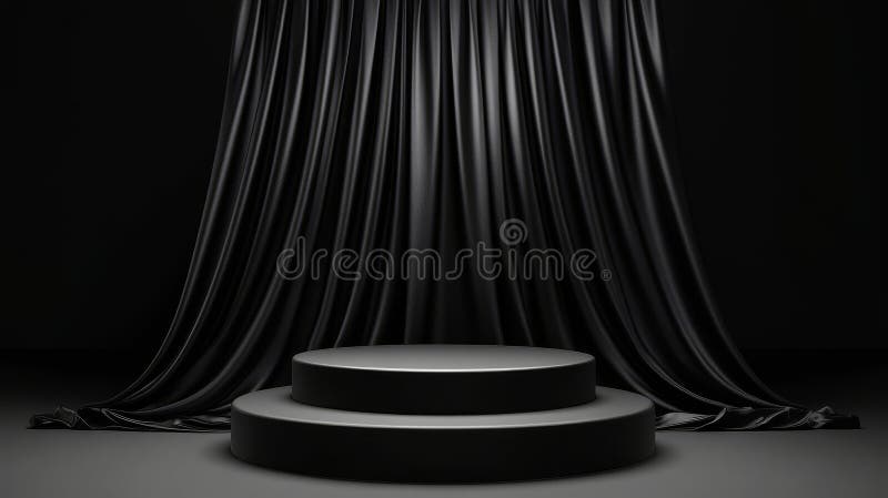 Three Level Podium with Black Curtain Background a Threetier Podium Set ...