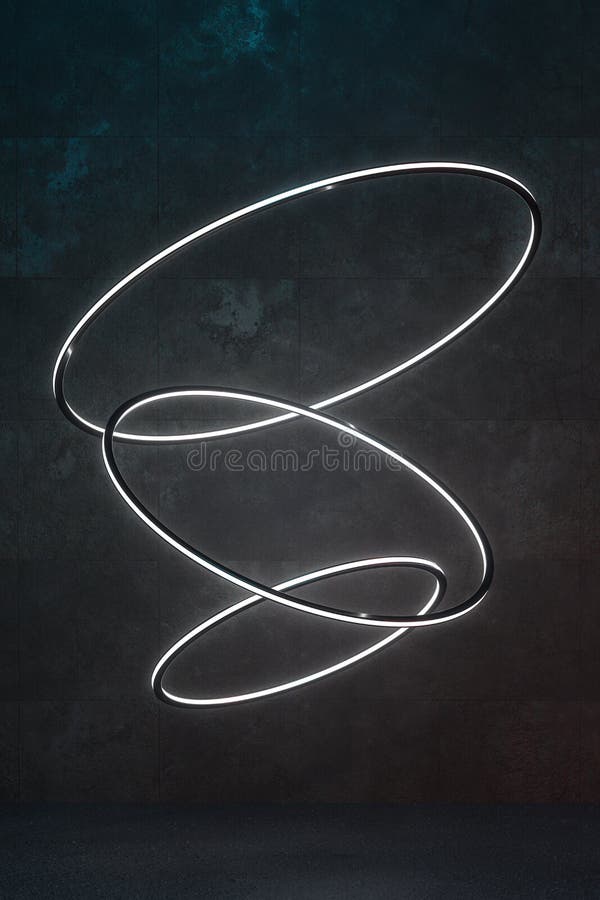 Three Levitating Light Rings Float Above the Ground Stock Illustration ...