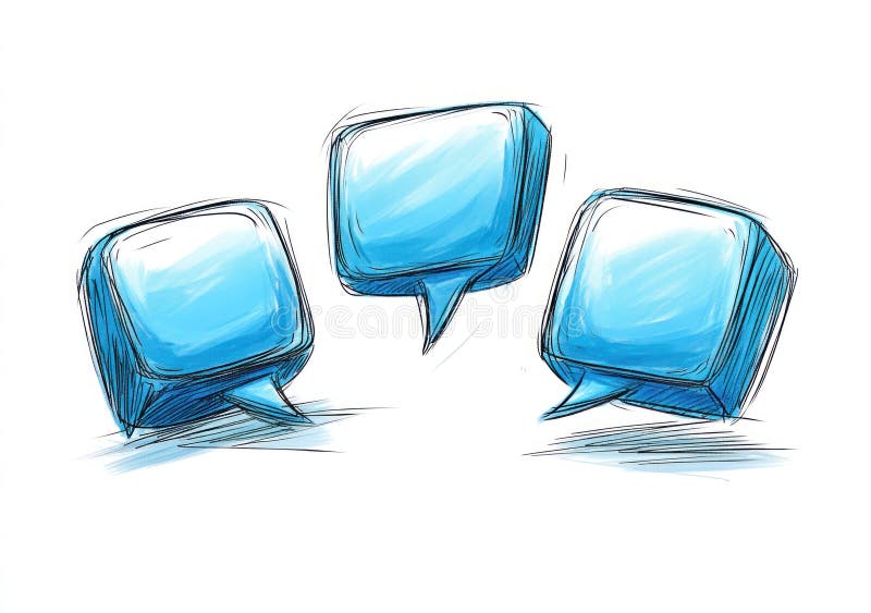 Three Light Blue Painted Speech Bubbles on a White Background, Which ...
