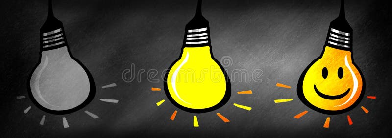Three Light Bulbs on a Blackboard Stock Image - Image of innovation ...
