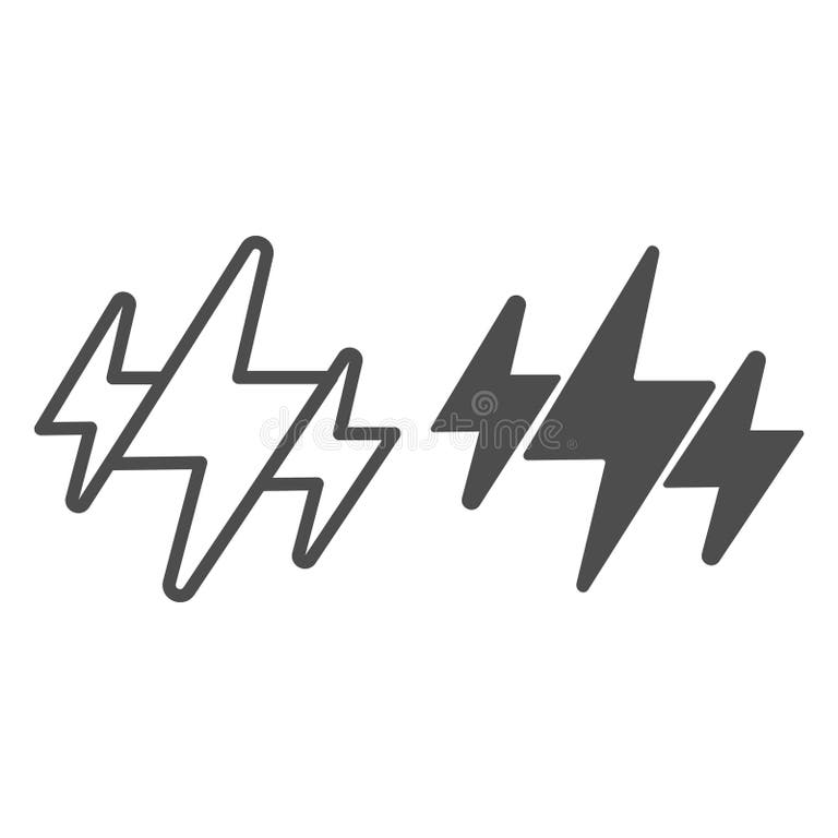 Three Lightning Bolts Line and Solid Icon, Electrical Service Concept ...