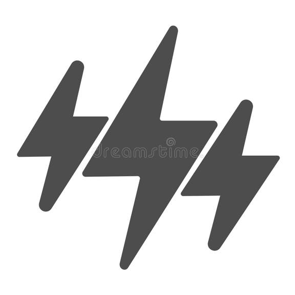 Three Lightning Bolts Solid Icon, Electrical Service Concept. Vector ...