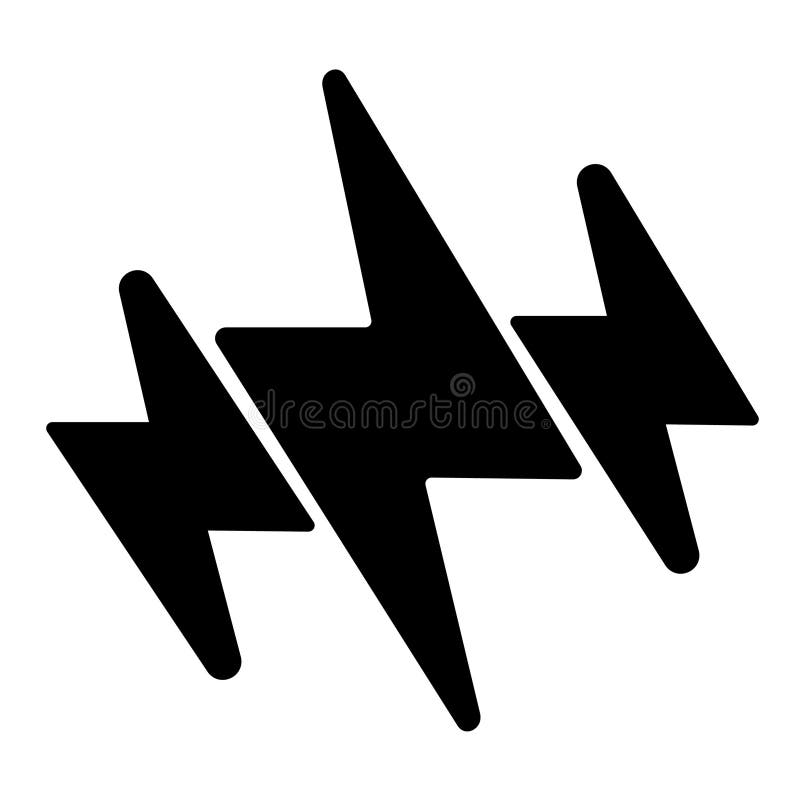 Three Lightning Bolts Solid Icon, Electrical Service Concept. Vector ...