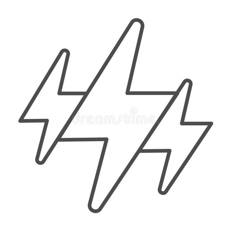 Three Lightning Bolts Thin Line Icon, Electrical Service Concept ...
