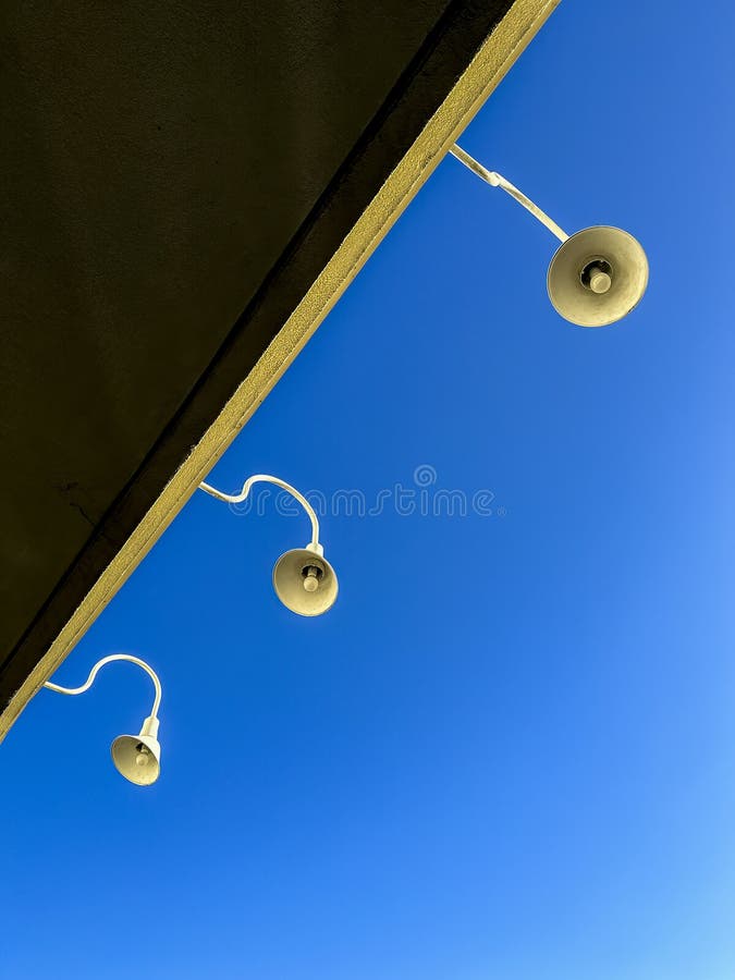 Three Lights from Low Angle View with Blue Sky Behind Stock Image ...