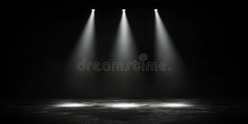 Three Lights are Shining on a Dark Stage Stock Illustration ...