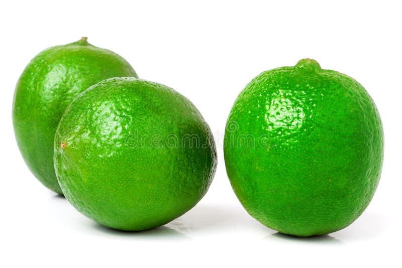 Three Lime Isolated on White Background Close Up Stock Image - Image of ...