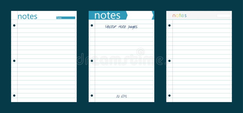 Three Linear Notebook Pages Stock Vector - Illustration of white ...