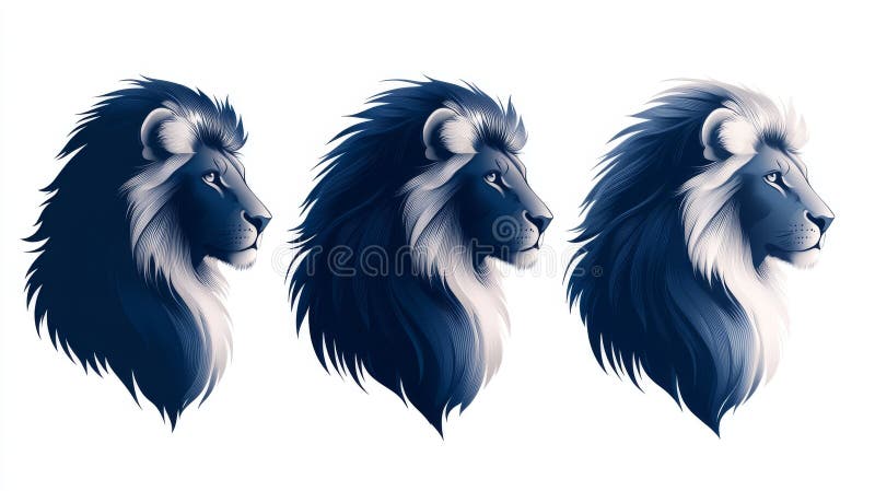 Three Lions in Blue stock illustration. Illustration of noble - 340604974