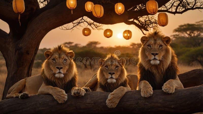 Majestic African Lions at Sunset, Golden Hour Wildlife Photography ...