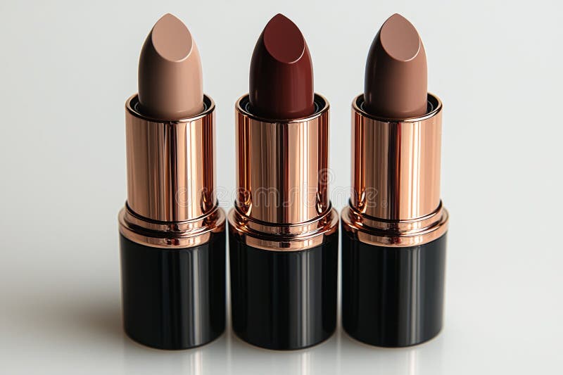Three Lipstick Bullets in Creamy Textures Range from Light Beige Deep ...